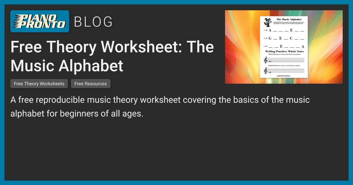 Free Theory Worksheet: The Music Alphabet | Piano Pronto Publishing