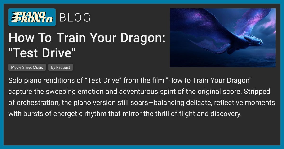 How To Train Your Dragon: "Test Drive" | Piano Pronto Publishing